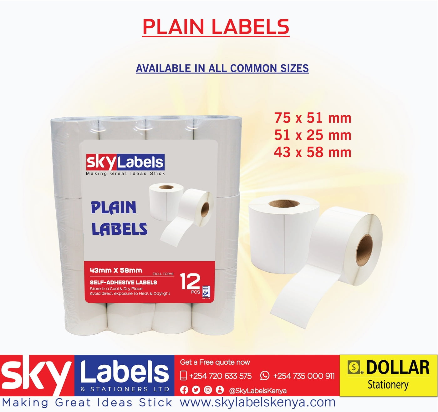 Thermal Plain Labels and Stickers