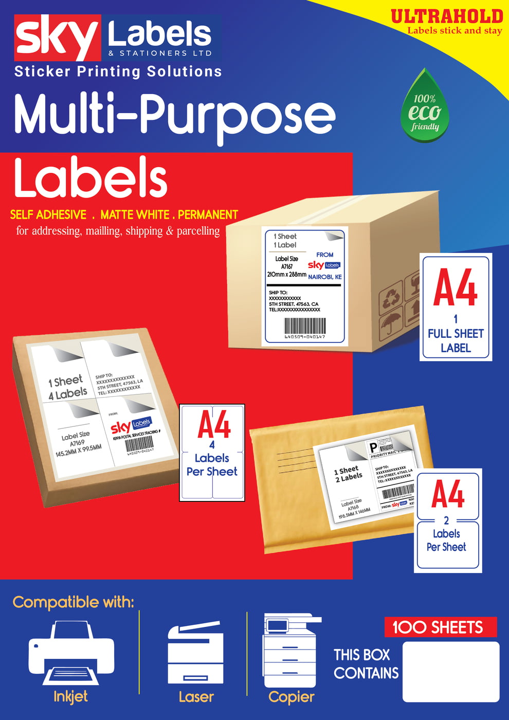 Multipurpose, A4, Shipping, Address, Blank, Barcode, Plain, Labels ...