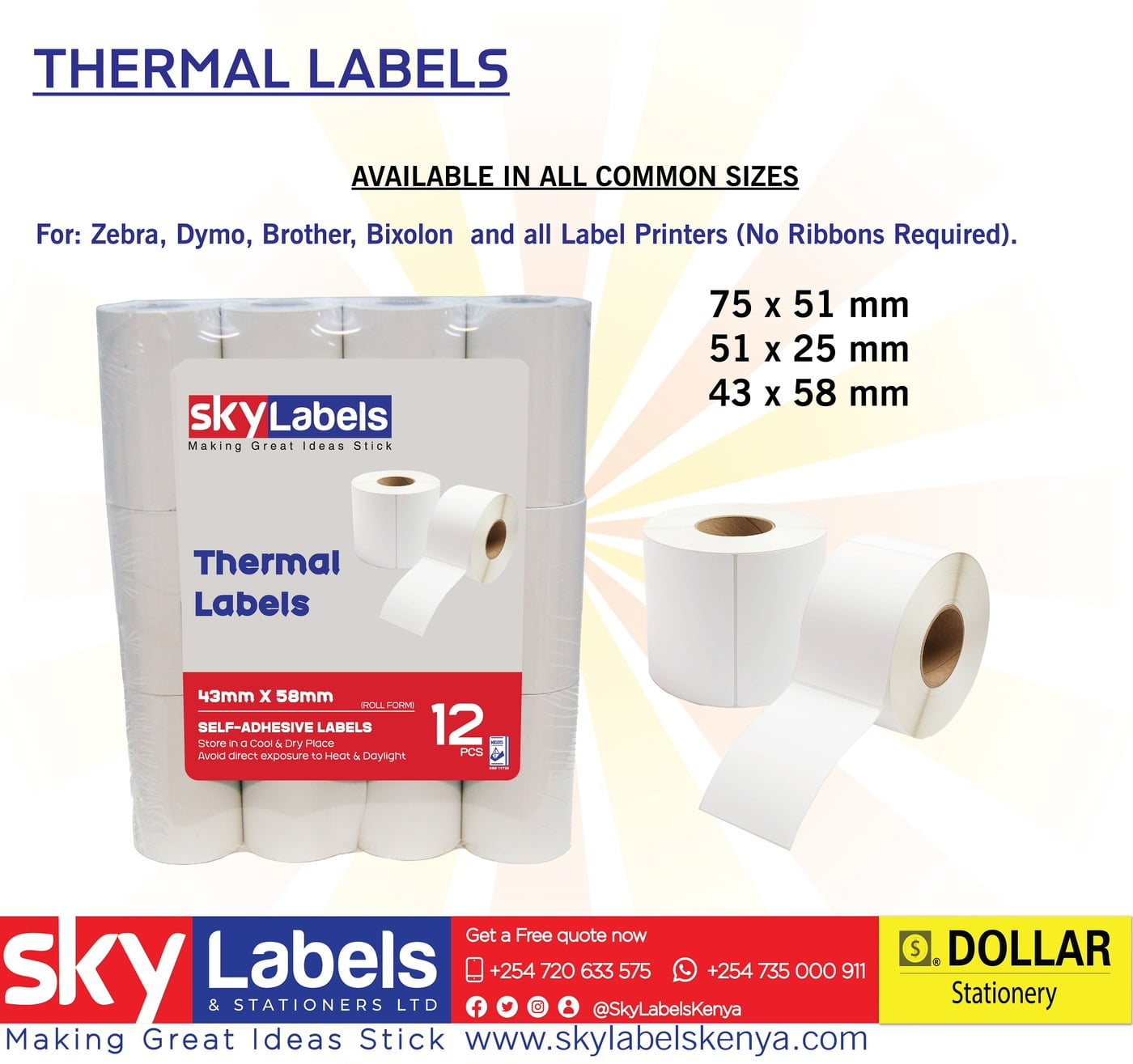 Thermal Plain Labels and Stickers